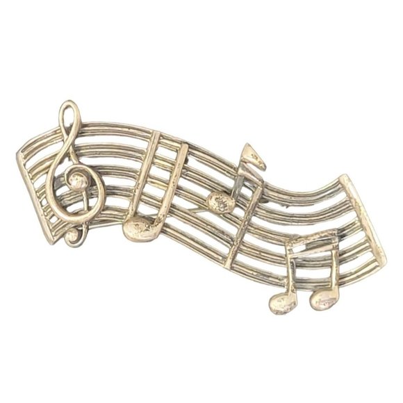 Vintage | Jewelry | Vintage Sterling Sliver Musical Notes Brooch Pin ...